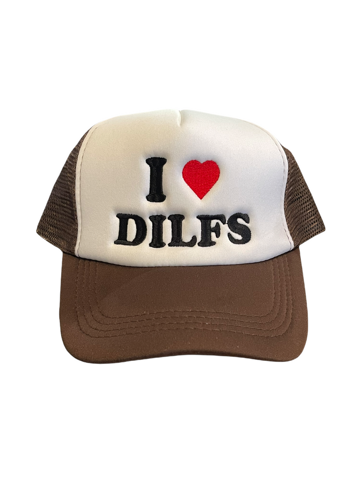 I Love Dilfs Trucker Hat - Brown – romanticblue